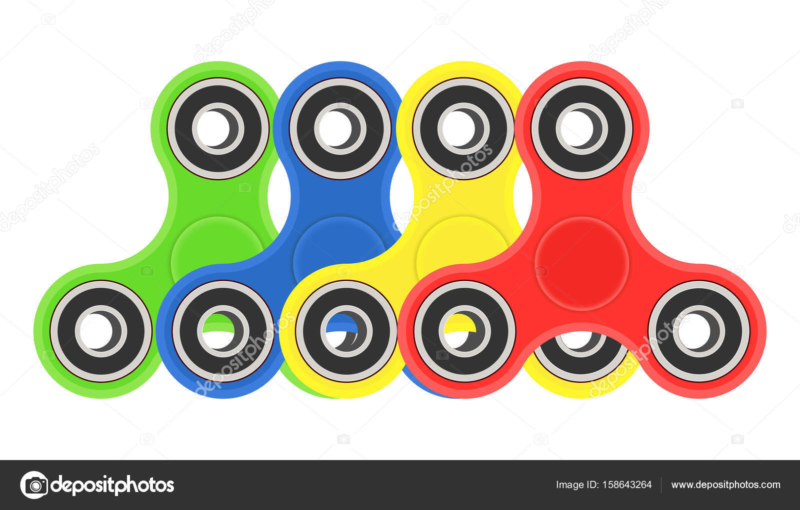 Color hand fidget spinners set. Vector illustration isolated on white ...