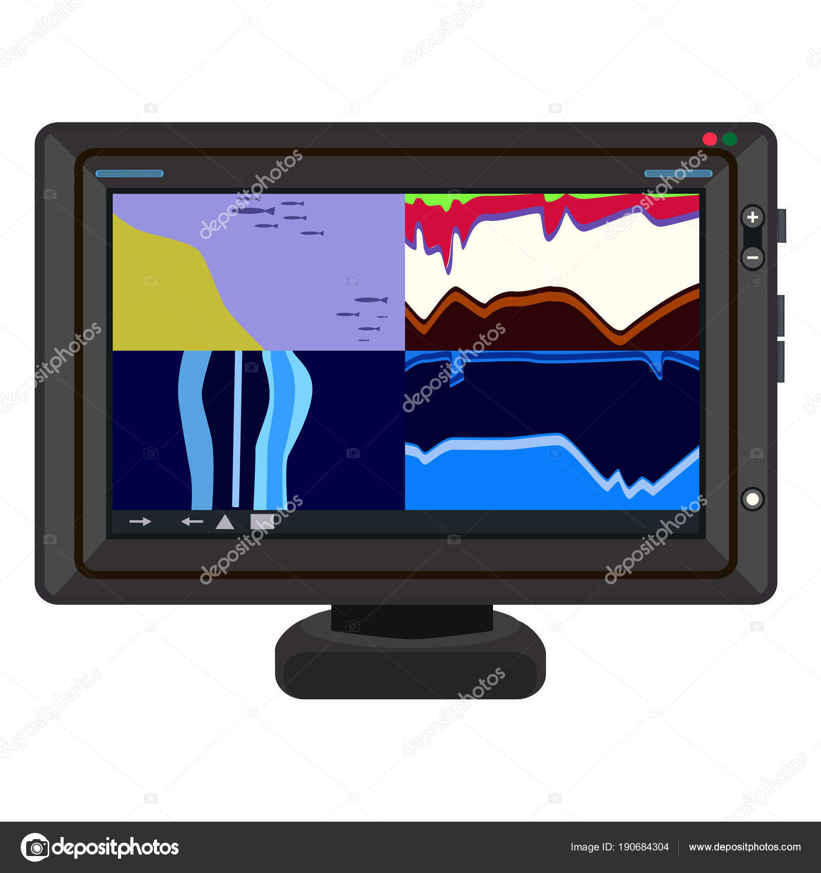 Fish finder chart plotter vector illustration Stock Vector Image by ...