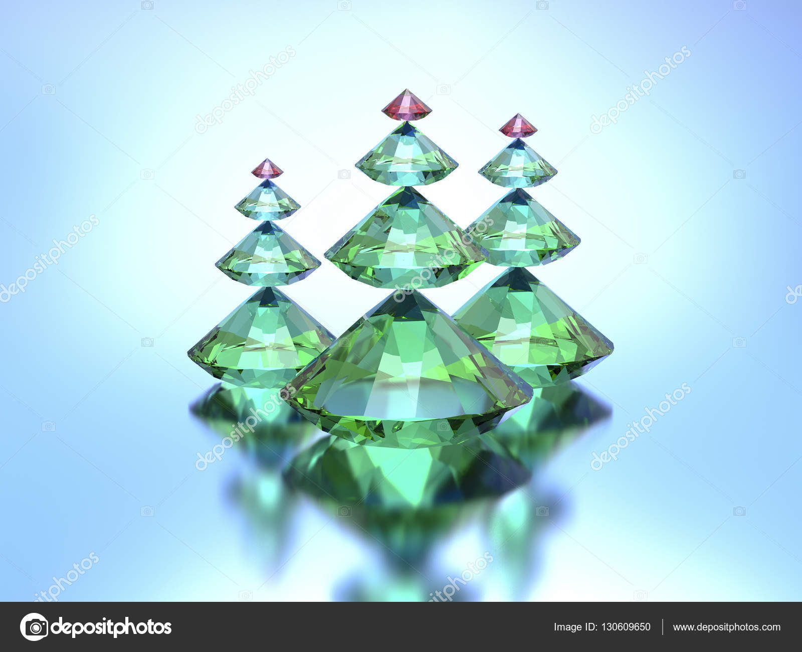 Diamonds christmas trees — Stock Photo © 3djewelry #130609650