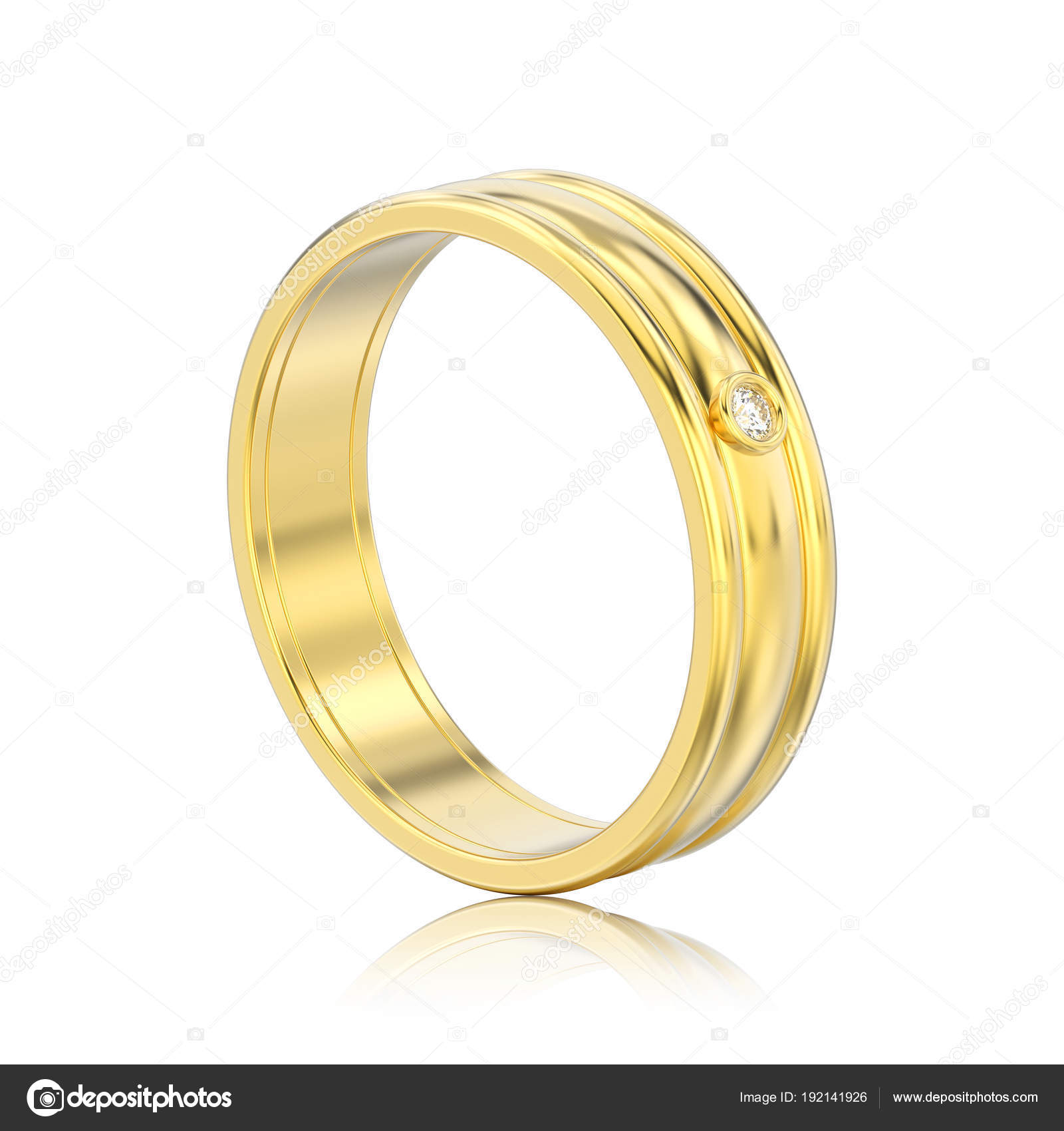 3D illustration isolated yellow gold matching couples wedding ri ...