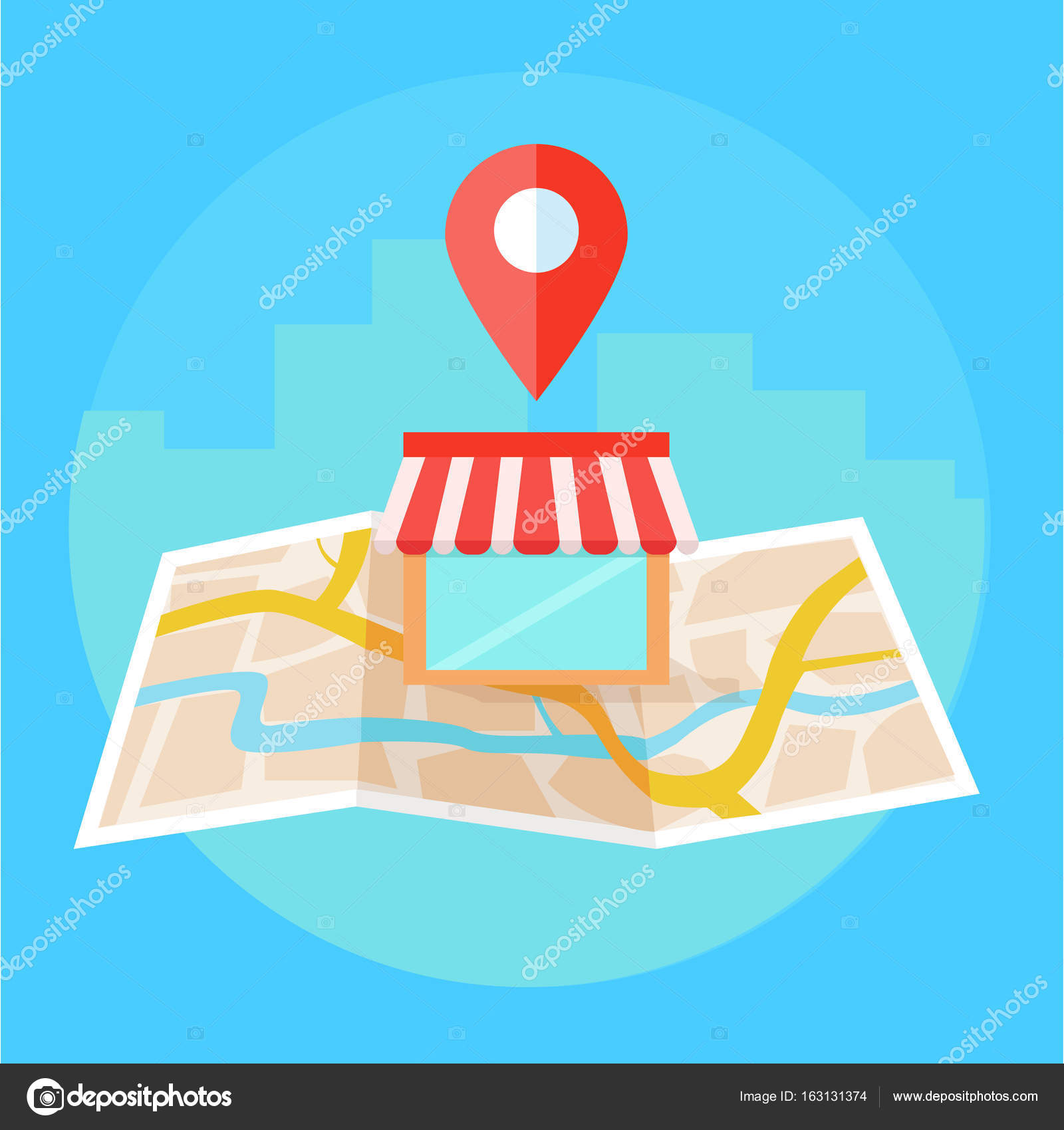 Local seo banner, Map and shop in realistic view. Stock Photo by ...