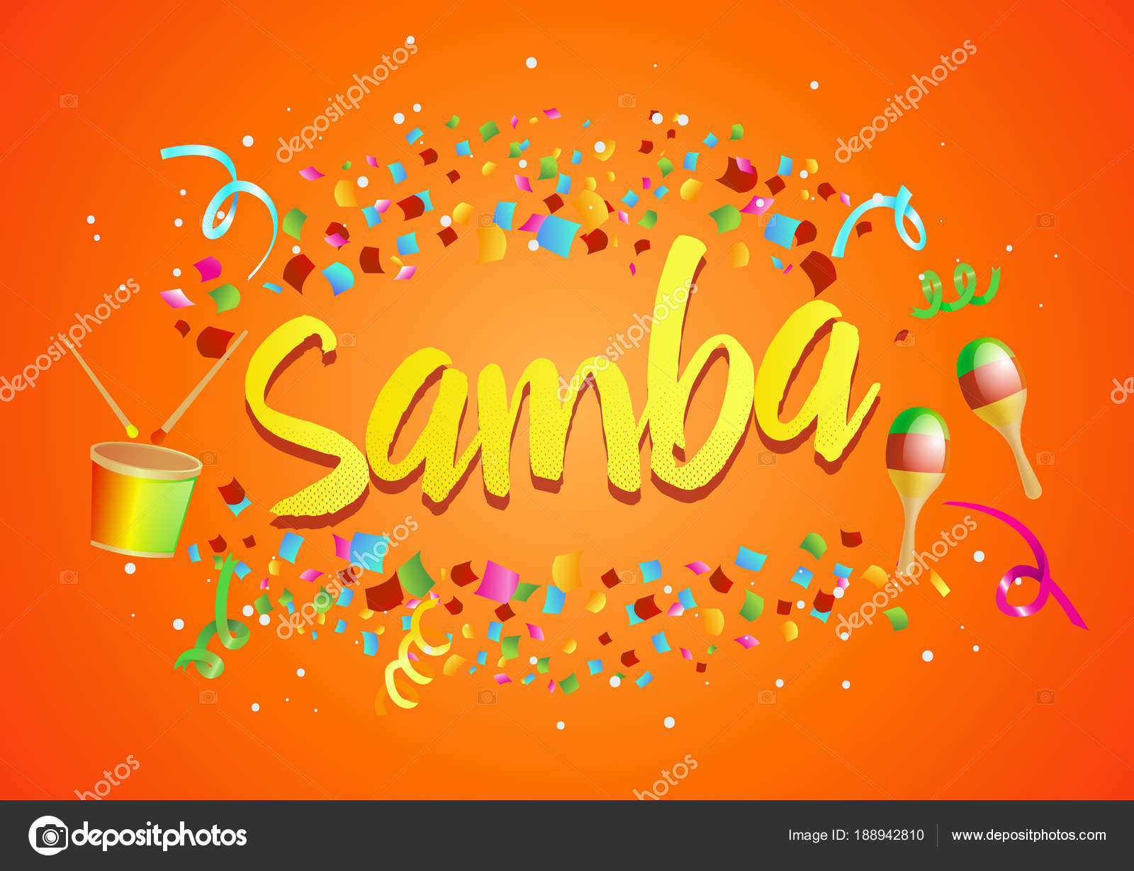 Poster for brazil dance Samba on carnival in Rio. Confetti around the ...