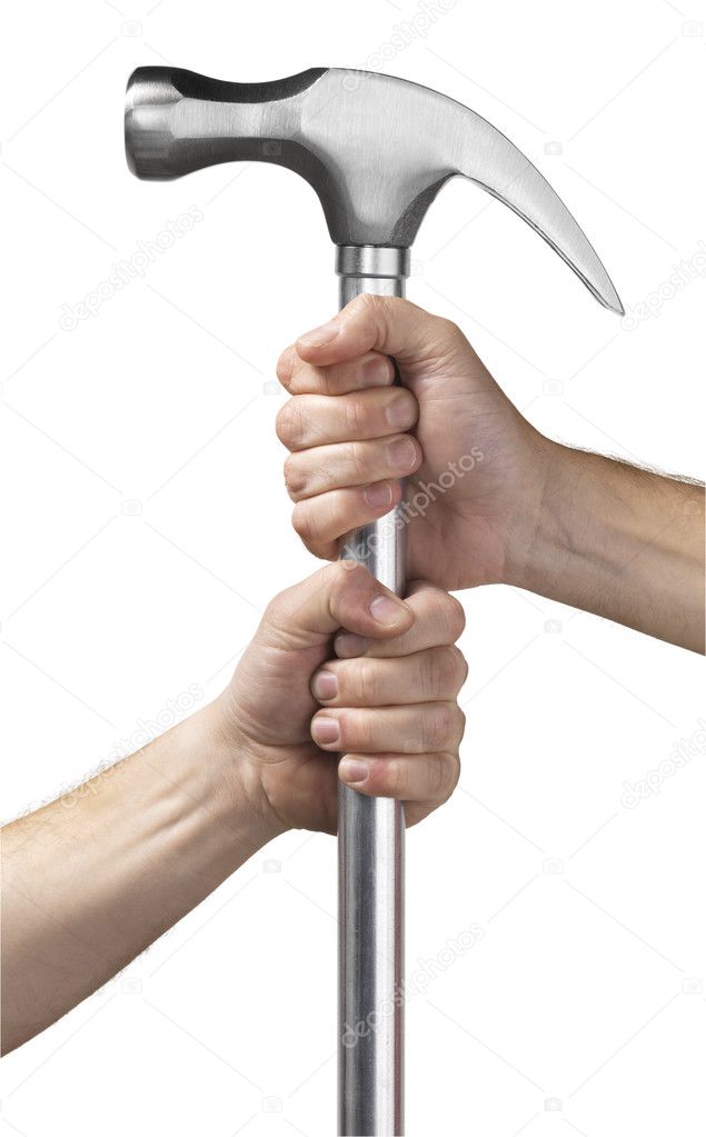 Two hands holding a hammer. — Stock Photo © janssenkruseproductions ...