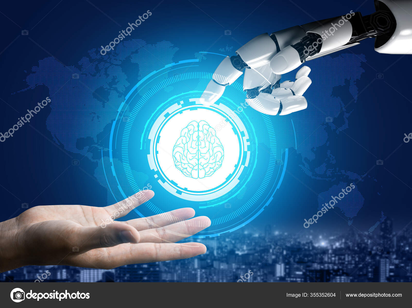 Rendering Futuristic Robot Technology Development Artificial Intelligence Machine Learning ...