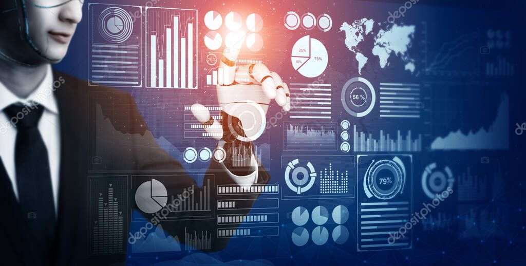 Desarrollo de tecnología robótica futurista de renderizado 3D, inteligencia artificial y ...